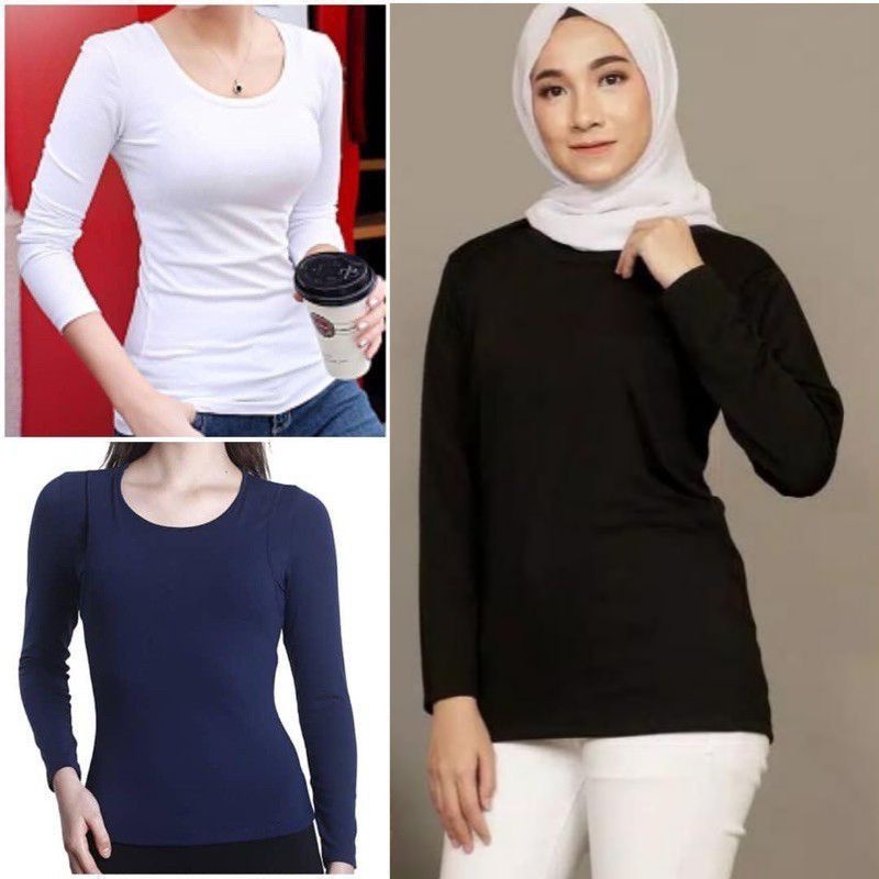Inner= baju lengan panjang inner & Leggings perempuan muslimah kain 100 ...