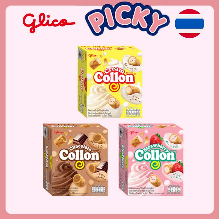 【thailand】guco Collon Choco Cream Strawberry Biscuit Roll 54g Guco