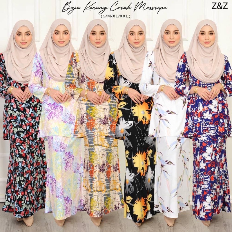 BAJU KURUNG MODEN MOSS CREPE BERCORAK HANIE | Shopee Malaysia