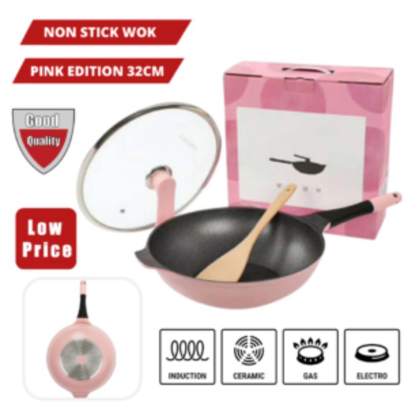 Non Stick Wok Pink Edition | Shopee Malaysia