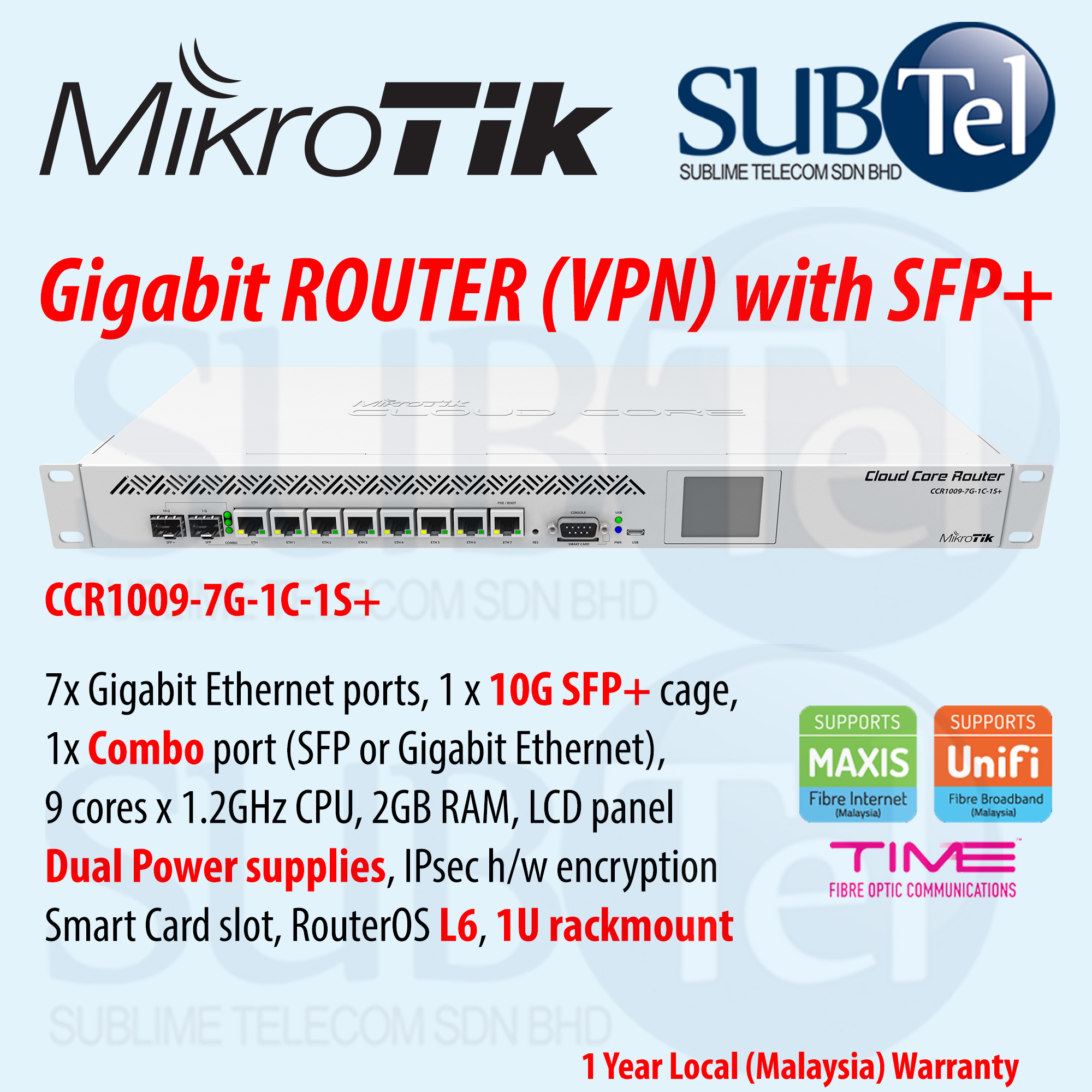Mikrotik ccr1009-7g-1c-1s+ 10g gigabit router 9 port with sfp sfp+ vpn ...