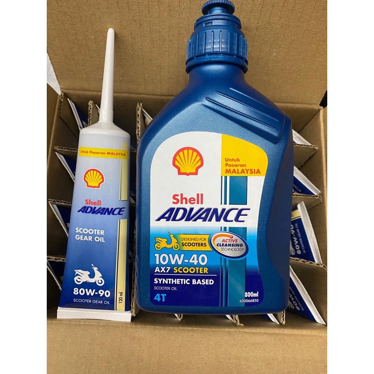 Shell Scooter 4T Ax7 10w-40 (800ml) Gear Oil 80w-90 (120ml) | Shopee ...