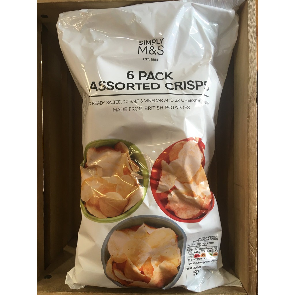 M&s assorted crisps 6 pack x 25g - 150g x1 marks and spencer potato ...