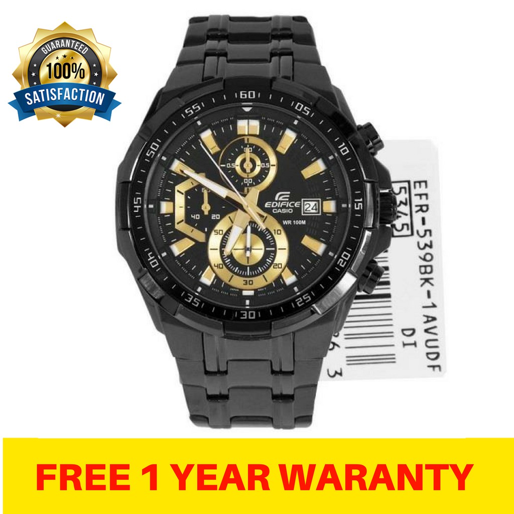 Casio Edifice Chronograph Black Gold Stainless Steel | Shopee Malaysia