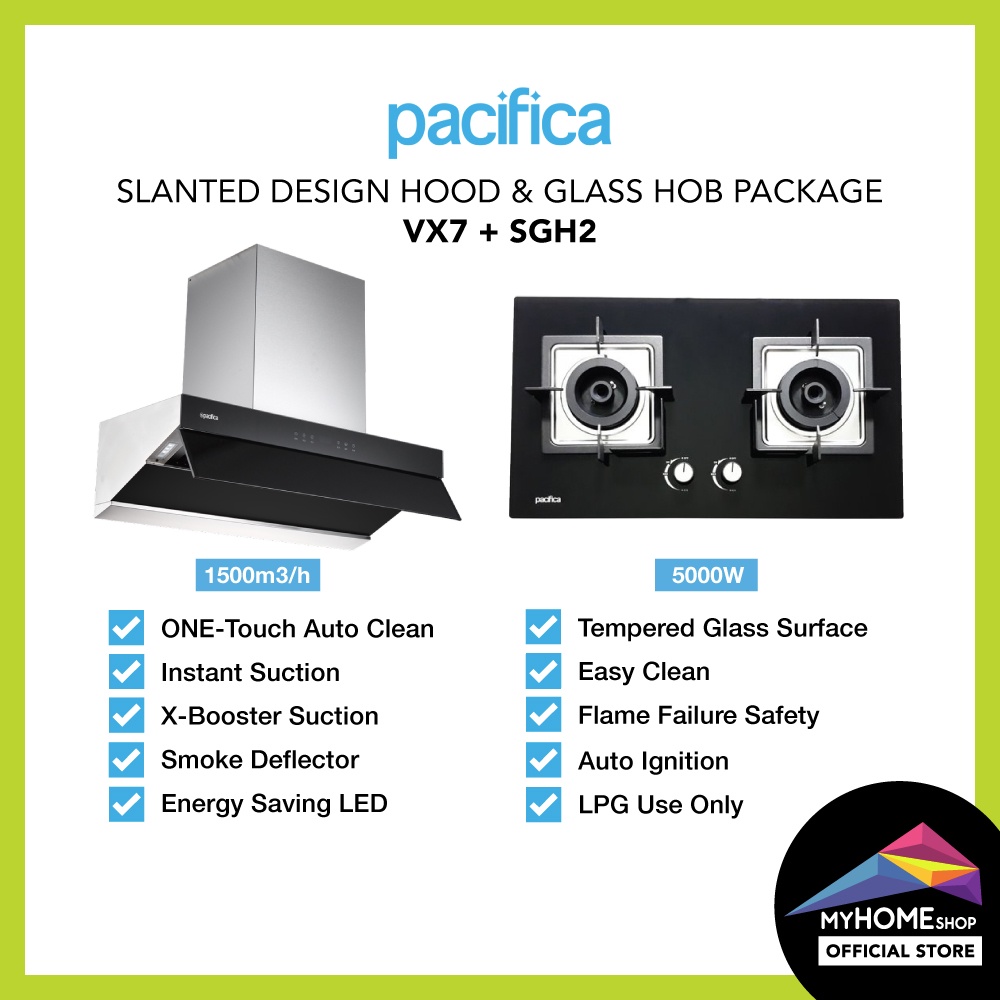 Pacifica Slanted Design Hood and Glass Hob Package | VX7 + SGH2 ...