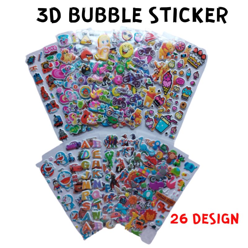 1pc 3D Bubble Puffy Cartoon Cute Stickers Dinosaur Pony Spiderman Hello ...