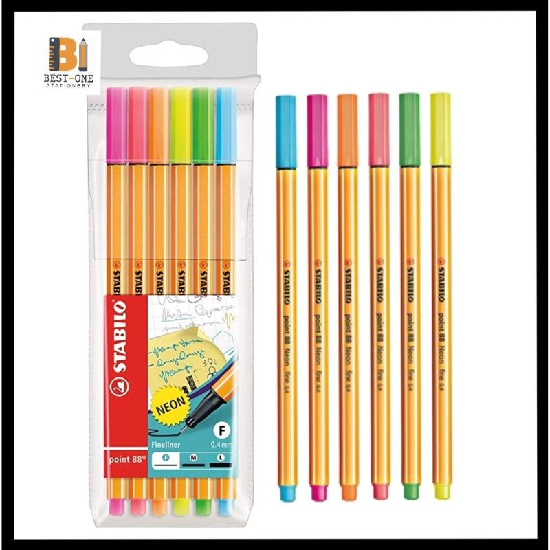 Stabilo Neon Point 88 Fineliner | 6 Colour Set | Shopee Malaysia