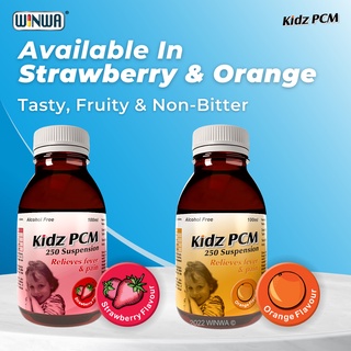 WINWA Kidz PCM Paracetamol Syrup For Fever, Pain, Sore Throat & Flu ...