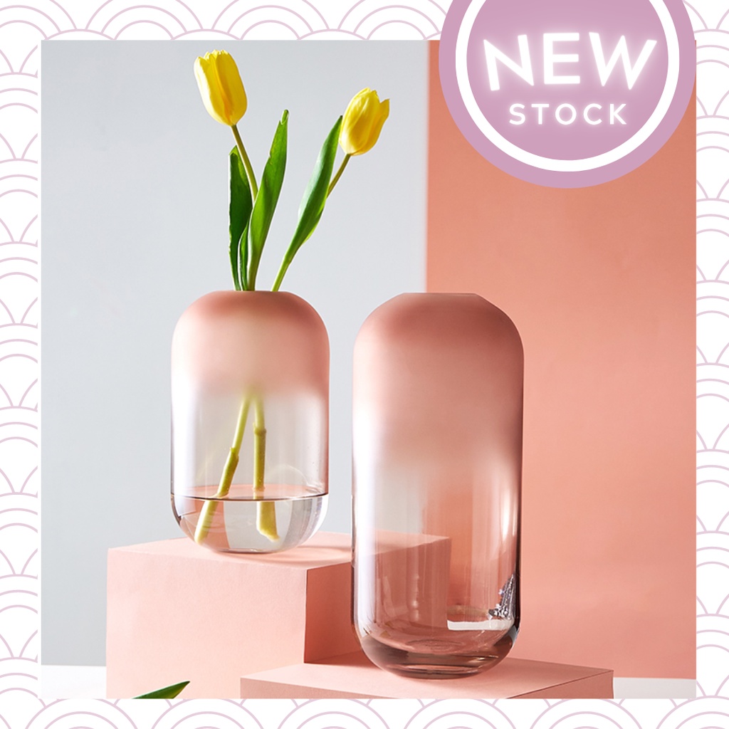 PMMM Glass Vase INS Style Simple Pink Matte Vases | Shopee Malaysia