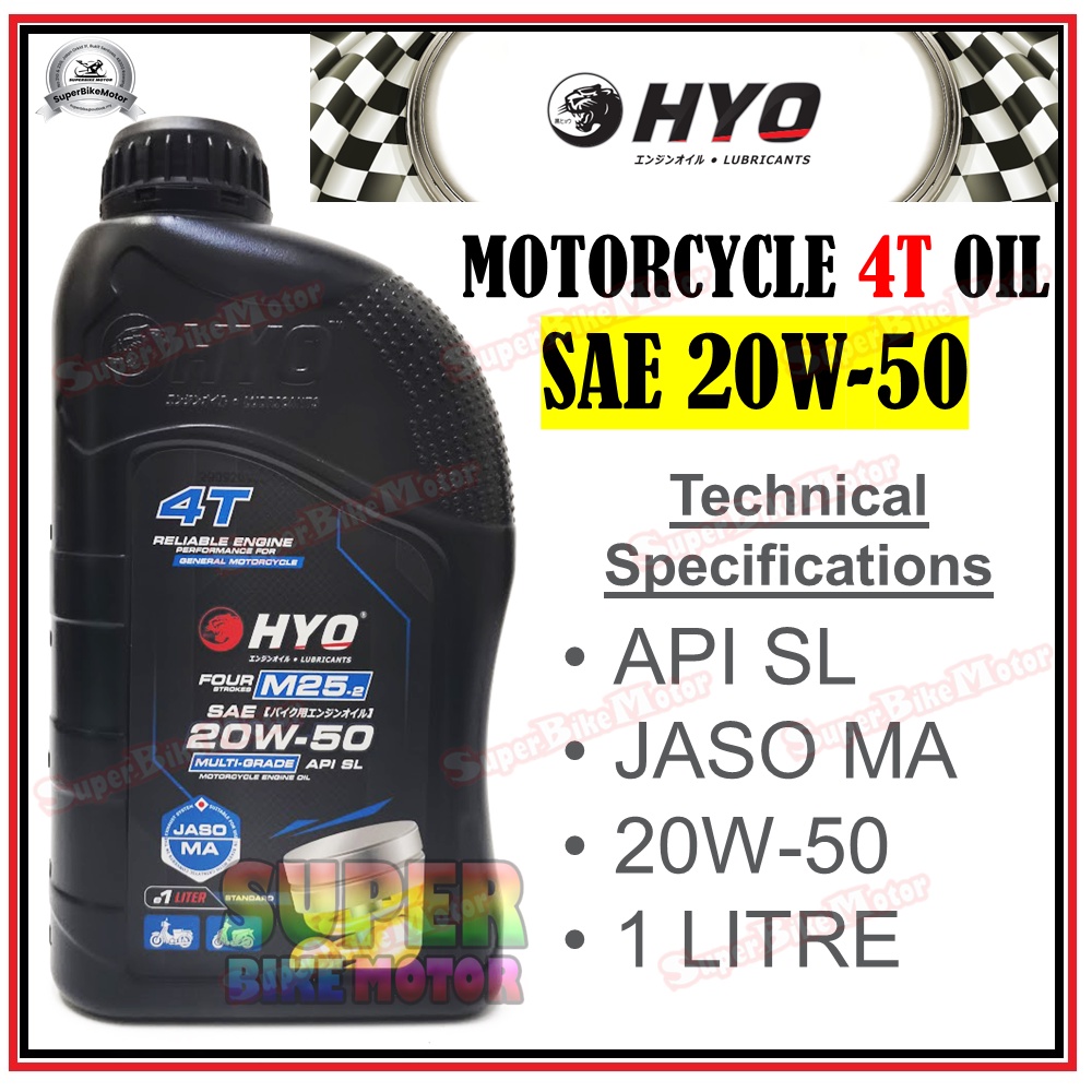 HYO Engine Oil Mineral SAE 20W-50 Motorcycle 4T Oil -1 Litre | Shopee ...