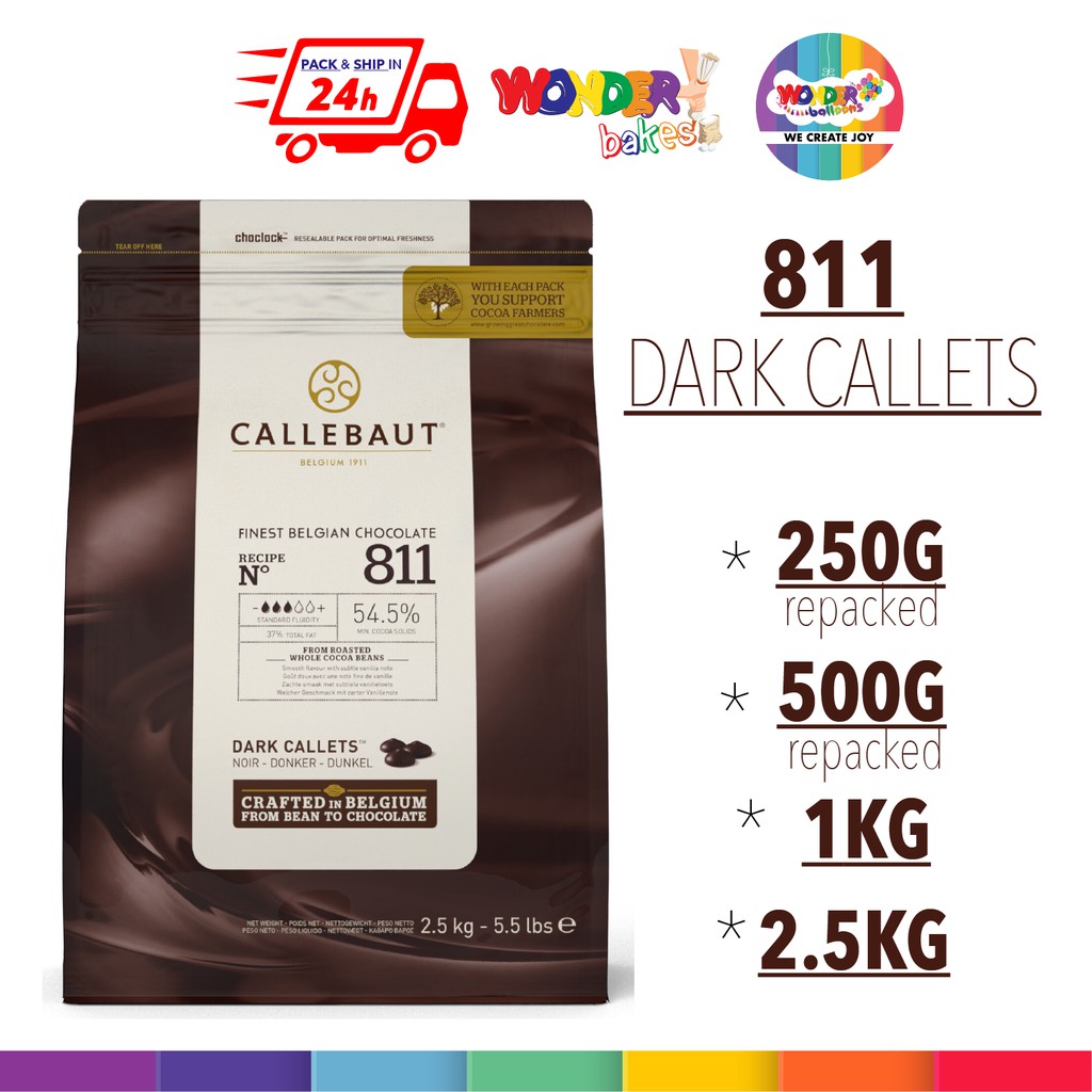 CALLEBAUT 811 Dark Couverture 54.5% Dark Callets | 2.5kg, 1kg, 500g ...
