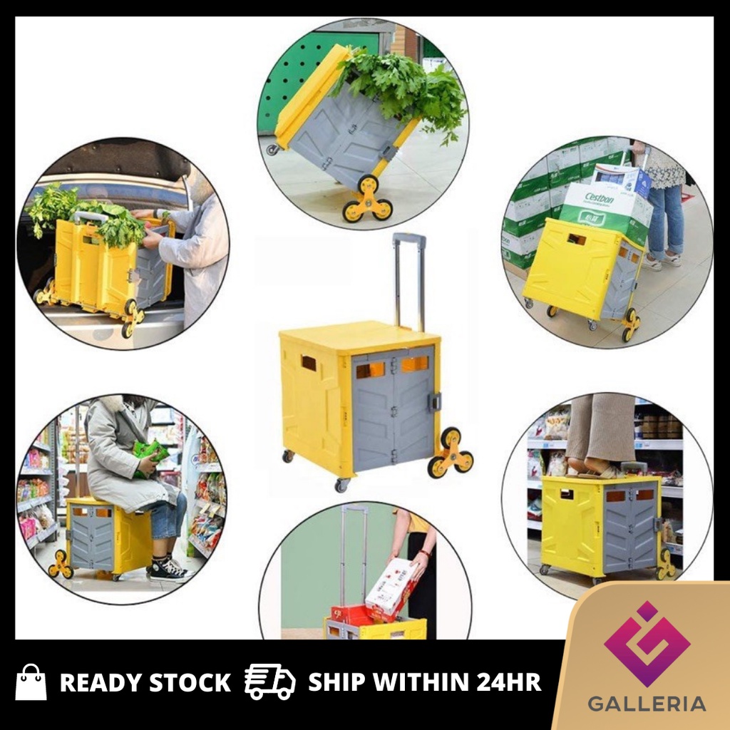 [Ready Stock] Large Capacity Shopping Cart 4 Wheels Foldable Climber ...