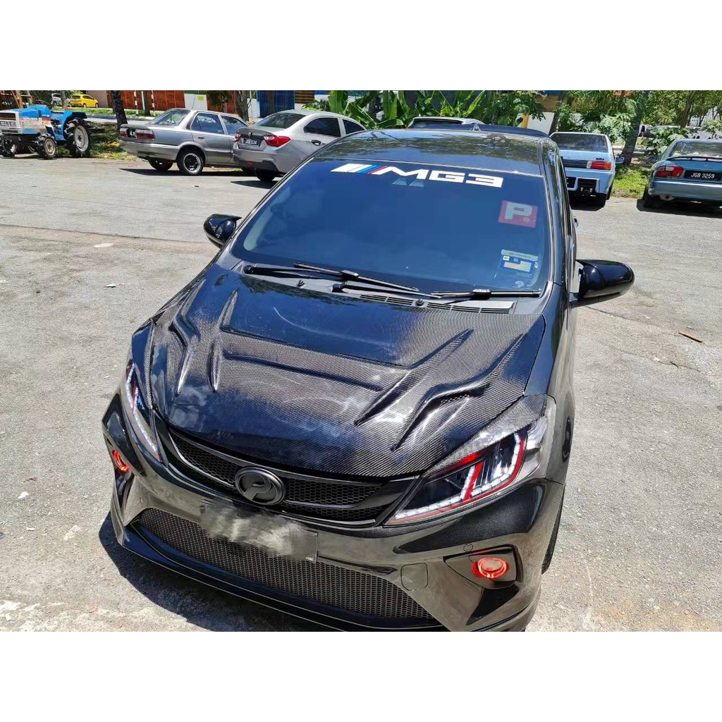PERODUA MYVI G3 2017-2022 THAILAND CARBON FIBRE FRONT BONNET BONET HOOD ...