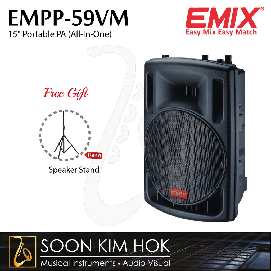 EMIX EMPP-59VM 15" 450W Portable Amplifier C/W 2 X Hand-Held Wireless ...