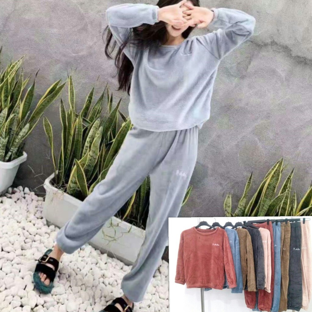 [READY STOCK] Women Nightwear Soft and Fluffy Pajama Set | Shopee Malaysia
