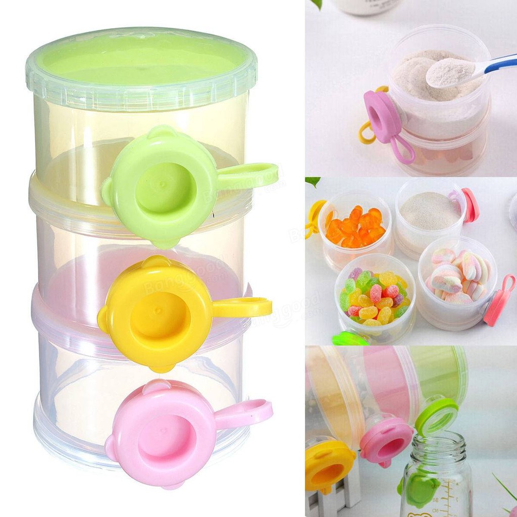 CLEAR 3 Layer Milk Powder Container Baby Food Storage Milk Dispenser ...