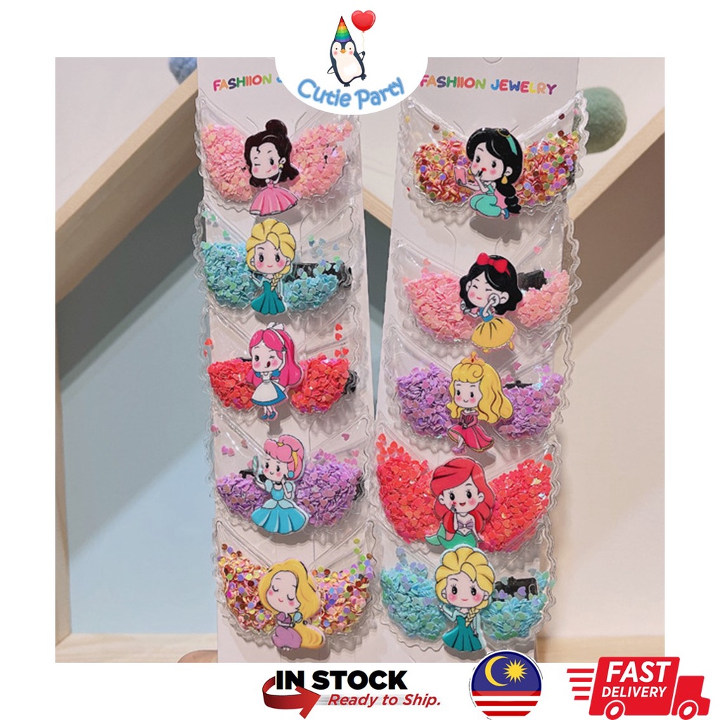 C006 Cute Girl Hair Clip Quicksand Wing Klip Kids Hair Pin Hair Clip ...