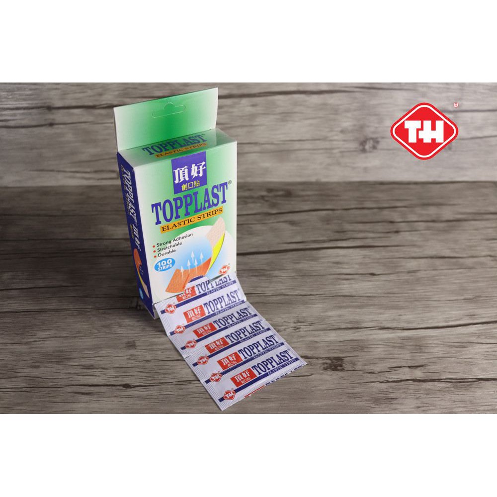 Topplast Elastic Strips 100pcs Plaster Luka Berubat, First Aid Strips ...