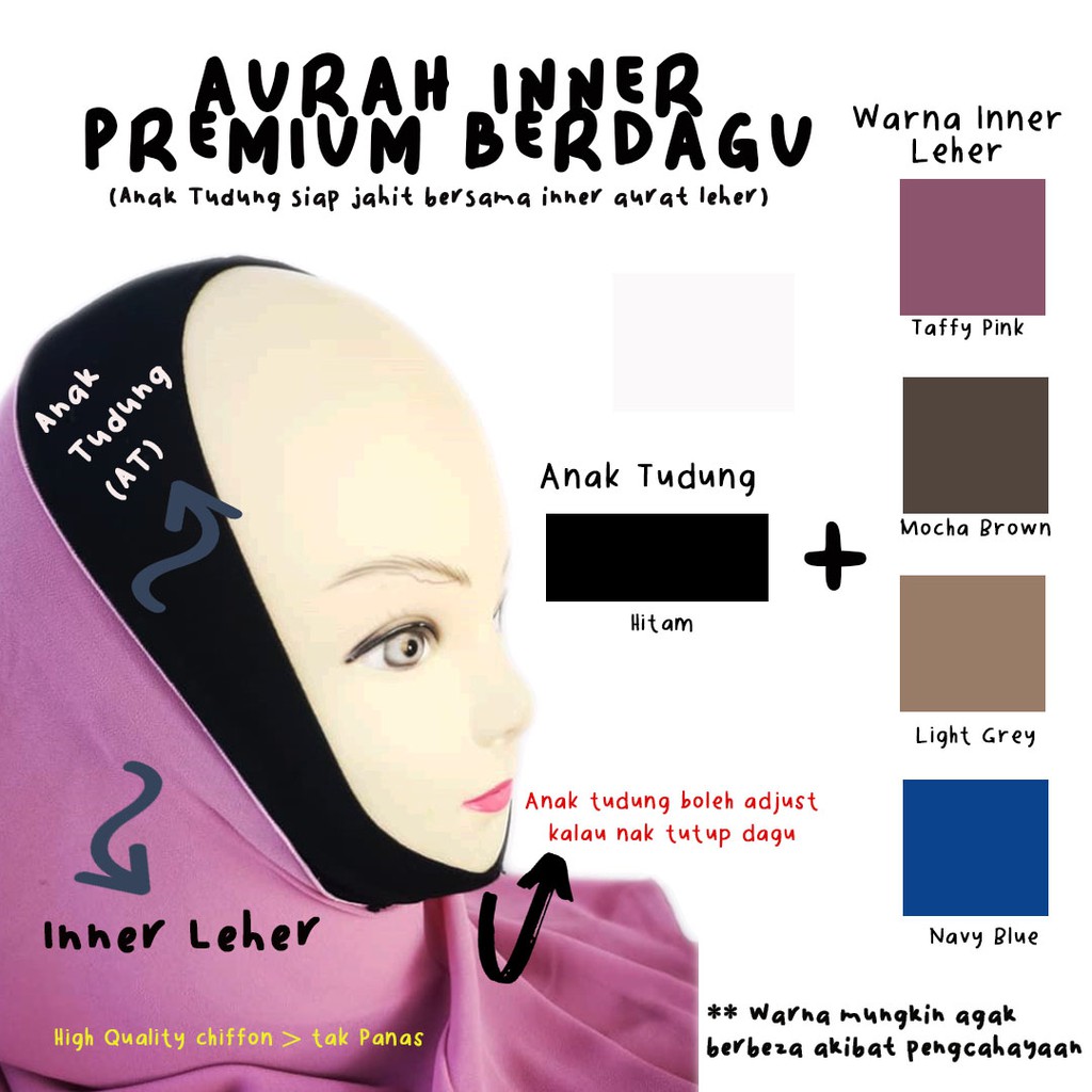 AURAH INNER PREMIUM BERDAGU (INNER TUTUP LEHER)- High Quality Chiffon ...