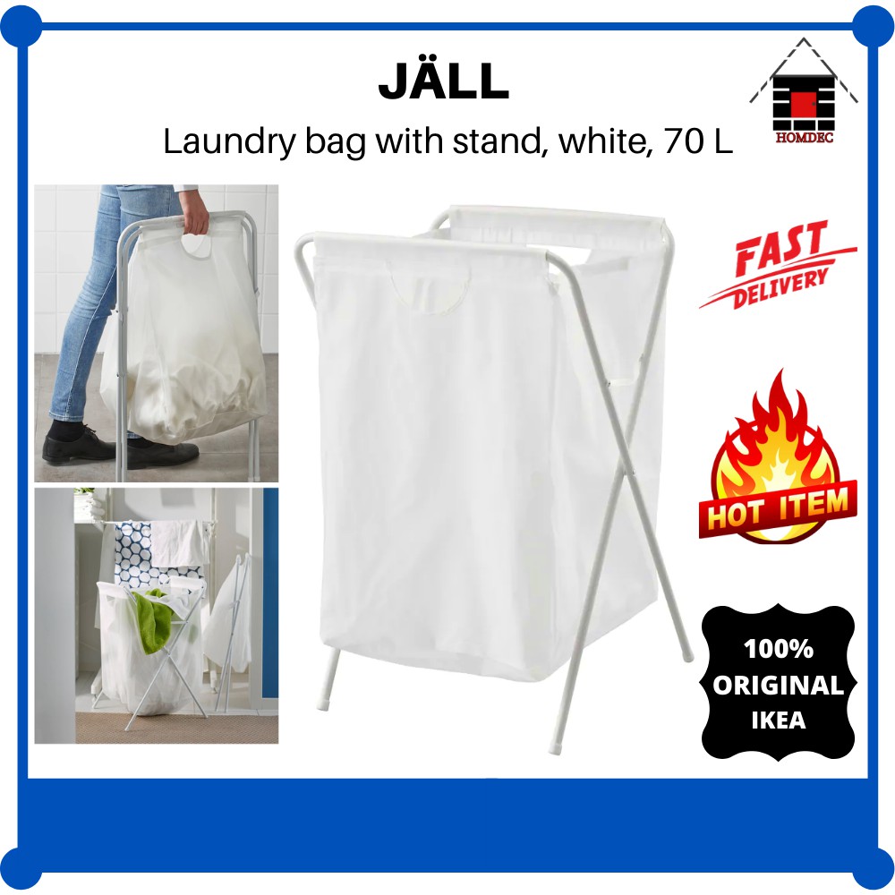 IKEA JALL Laundry Bag With Stand, White, 70L I Bekas Kain Kotor ...