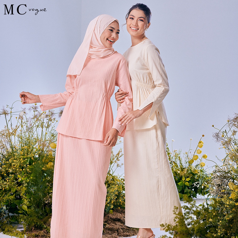 MC Vogue Lace Textured Cotton Baju Kurung Moden Women Muslimah | Shopee ...