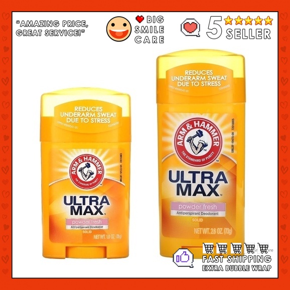 Arm & Hammer UltraMax, Solid Antiperspirant Deodorant-Powder Fresh(28g ...