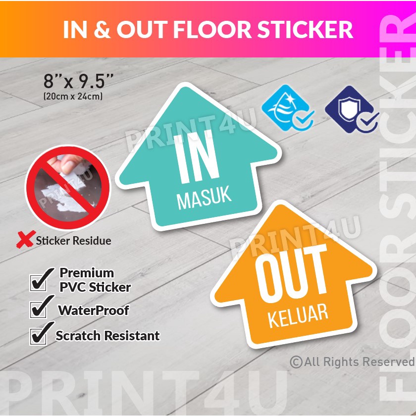PRINT4U Arrow Shape 8" x 9.5" Turquoise/Orange In Out Masuk Keluar ...