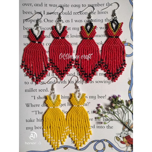 Red dress beaded earring/anting-anting manik | Shopee Malaysia