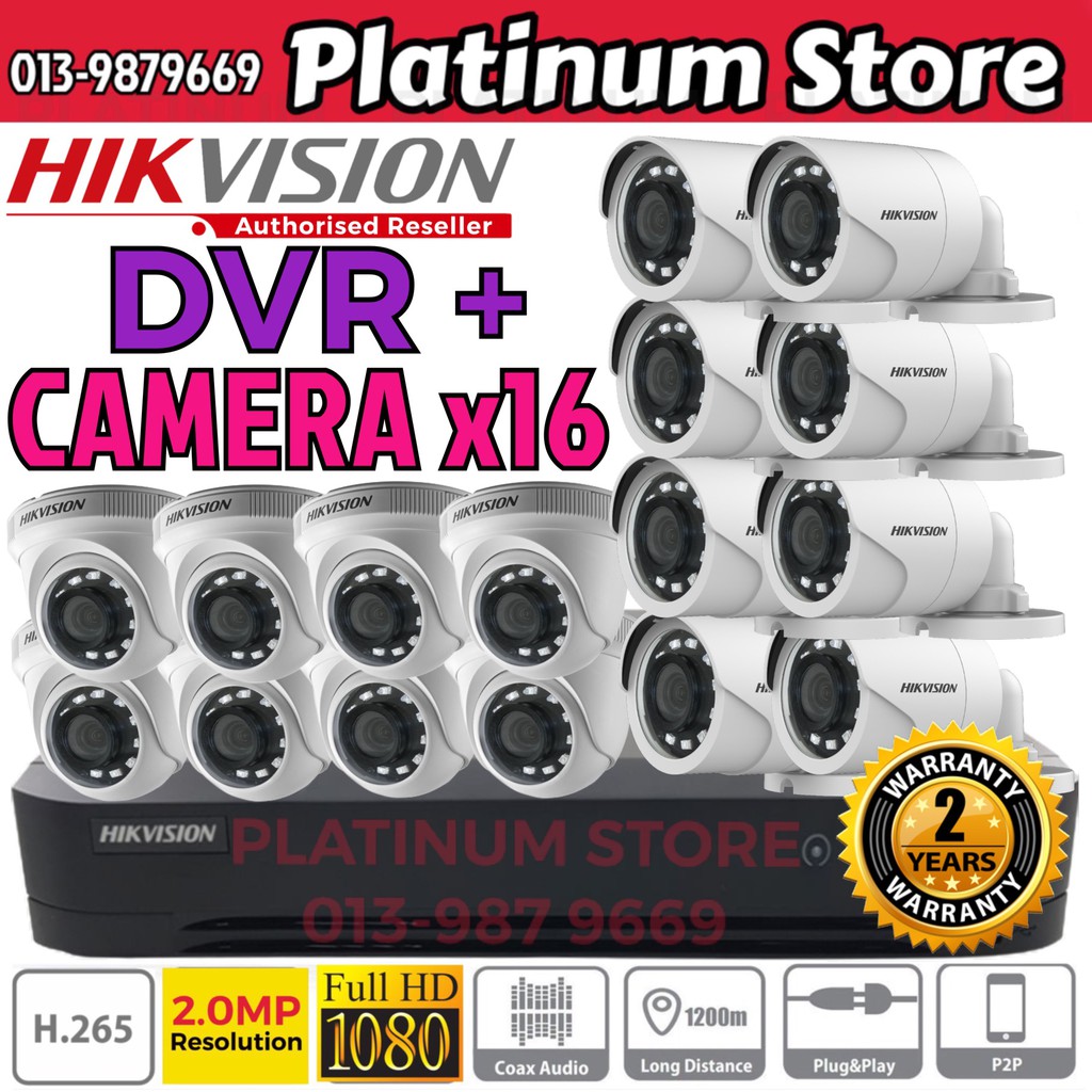 HIK HIKVISION 16-CHANNEL 2.0MP CCTV Full HD 2MP 1080P DVR+Camera 16CH ...