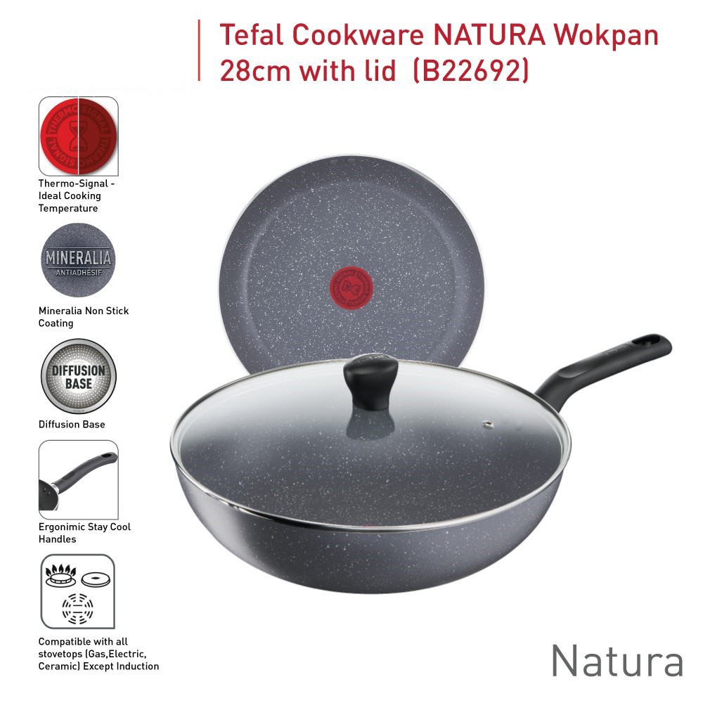 Tefal Natura Wokpan with Lid (28cm) (B22692) | Shopee Malaysia