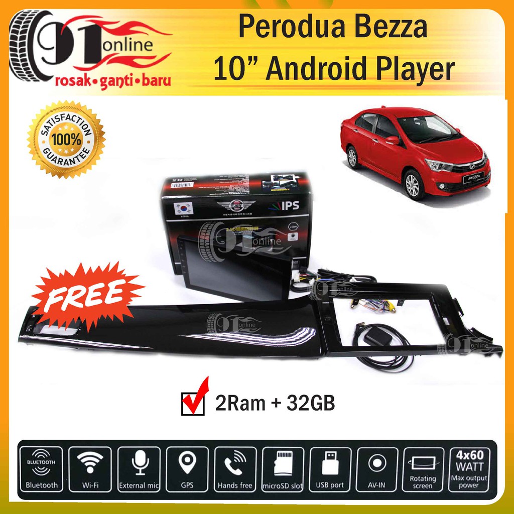 (2RAM 32GB IPS 2.5d SCREEN) Perodua Bezza 10" Inch Android 8.1 GPS OEM ...