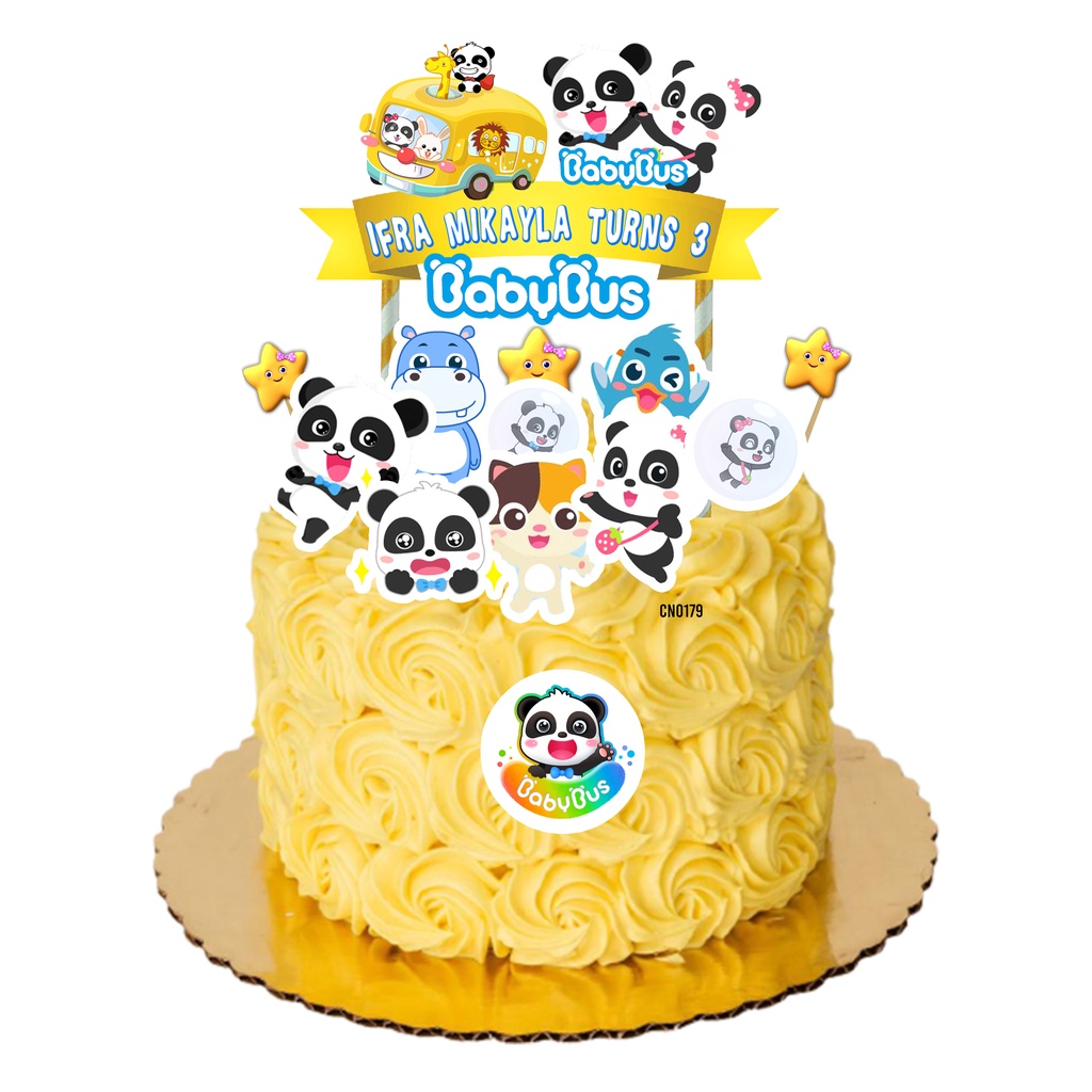 [CUSTOM NAME] Happy Birthday Cake Topper BabyBus Decoration Set Party ...