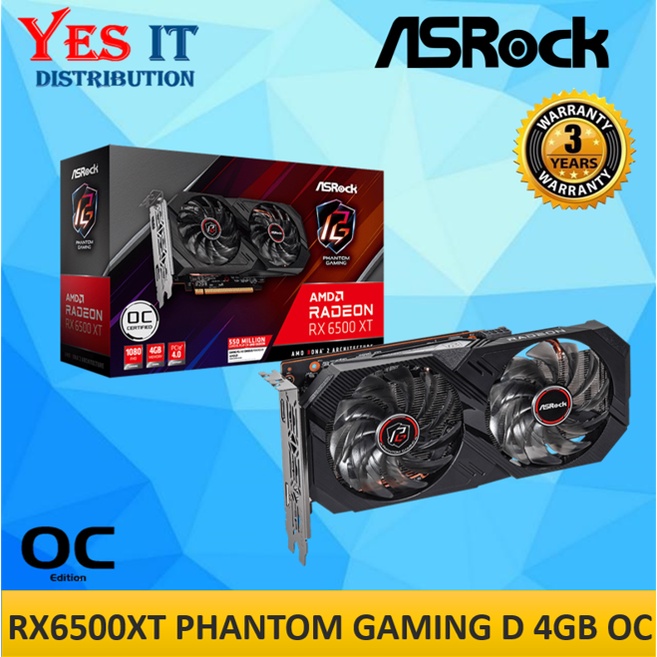 ASROCK AMD RADEON RX6500XT / RX 6500 XT PHANTOM GAMING D 4GB OC ...
