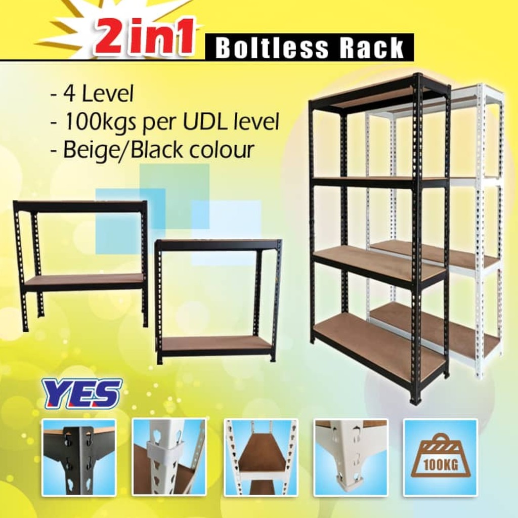 [ Ready Stock ] 4 Tiers 2 IN 1 Multipurpose Boltless Rack / Rack ...