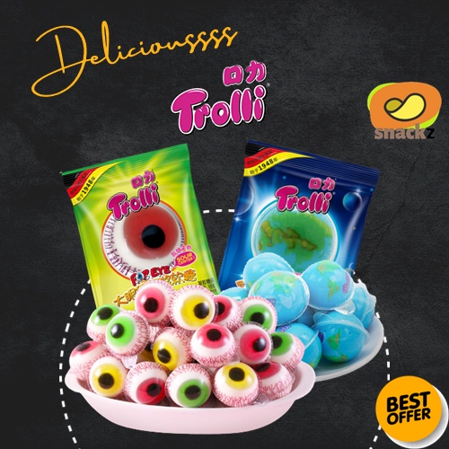 【TROLLI 】口力大眼仔单粒装18g 爆浆软糖 Trolli 3D Eyeball Soft Fruit Gummi With Blueberry Jam Filling Gummy ...