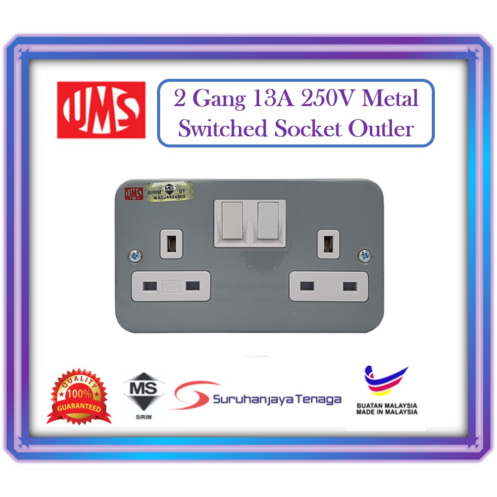 UMS 2213m 2 Gang 13A 250V Metal Switched Socket Outlet | Shopee Malaysia