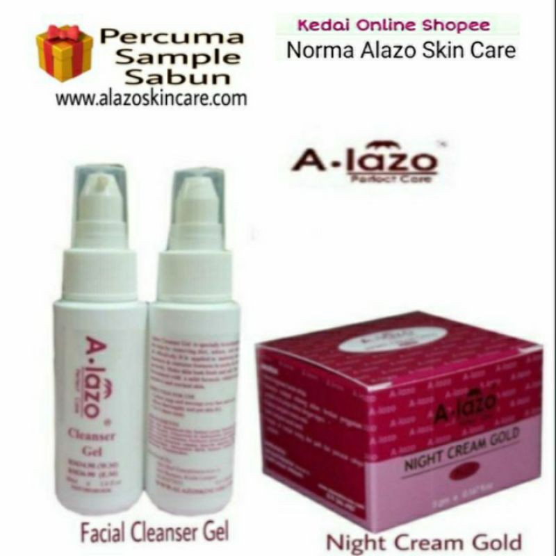 Alazo Set Resdung Pencuci Muka Gel & Krim Malam Gold Cepat berkesan ...