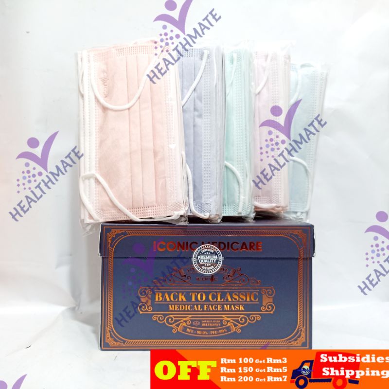 ICONIC ADULT 4 PLY MEDICAL DISPOSABLE FACE MASK [BACK TO CLASSIC ...