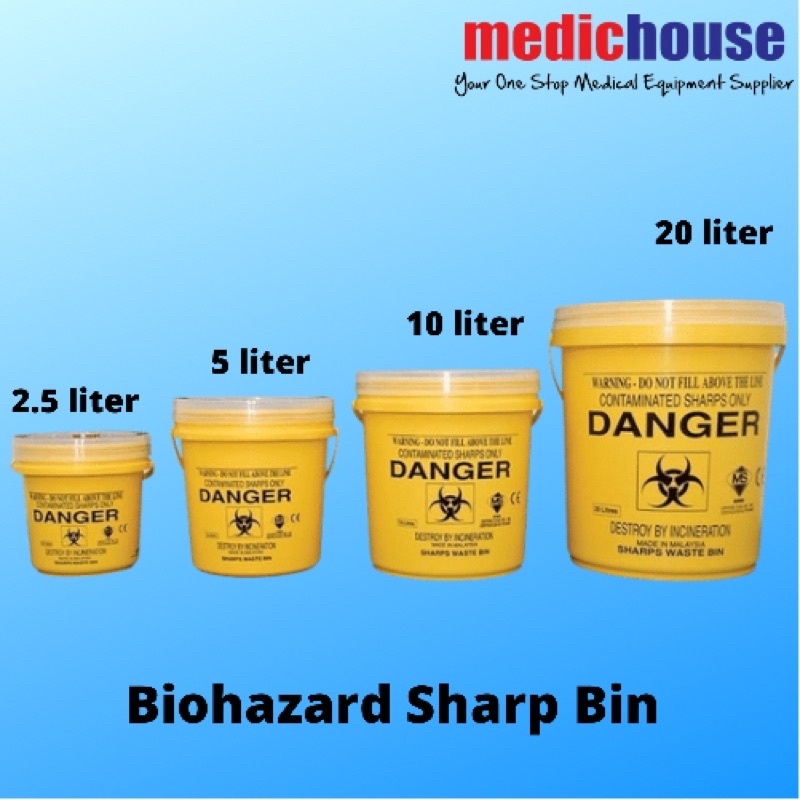 Medical biohazard sharps waste bins ( 2.5L 5L 10L 20L ) | Shopee Malaysia