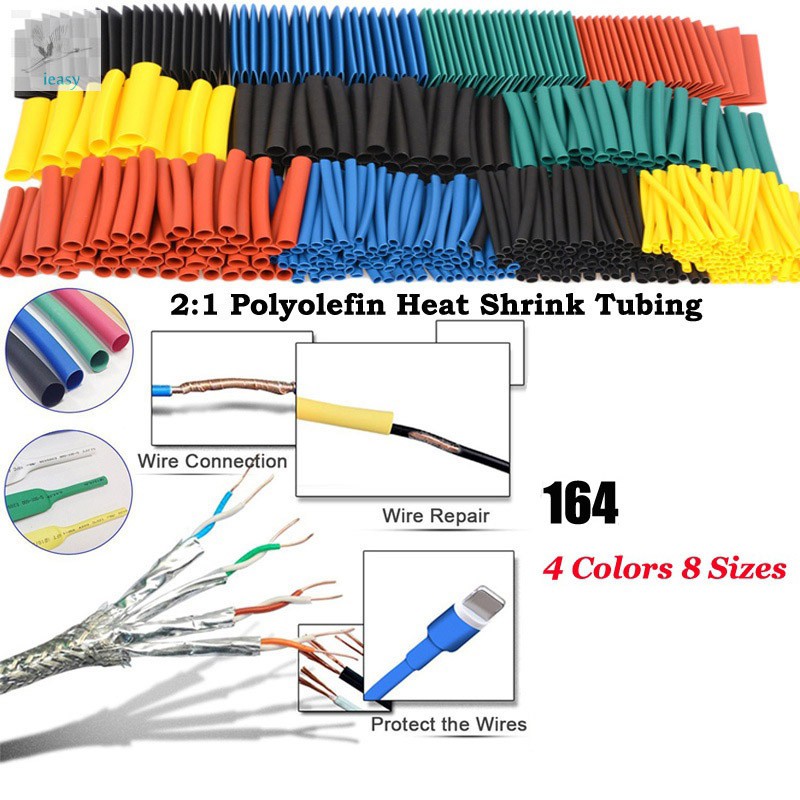 164pcs Set Polyolefin Shrinking Assorted Heat Shrink Tube Wire Cable ...