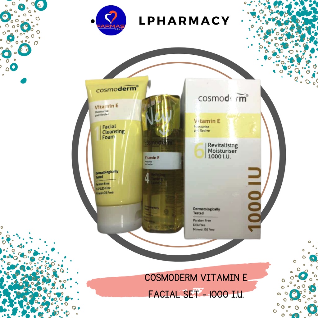 COSMODERM BASIC VITAMIN E FACIAL CARE SET ( ALL SKIN TYPE-1000 IU CREAM ...