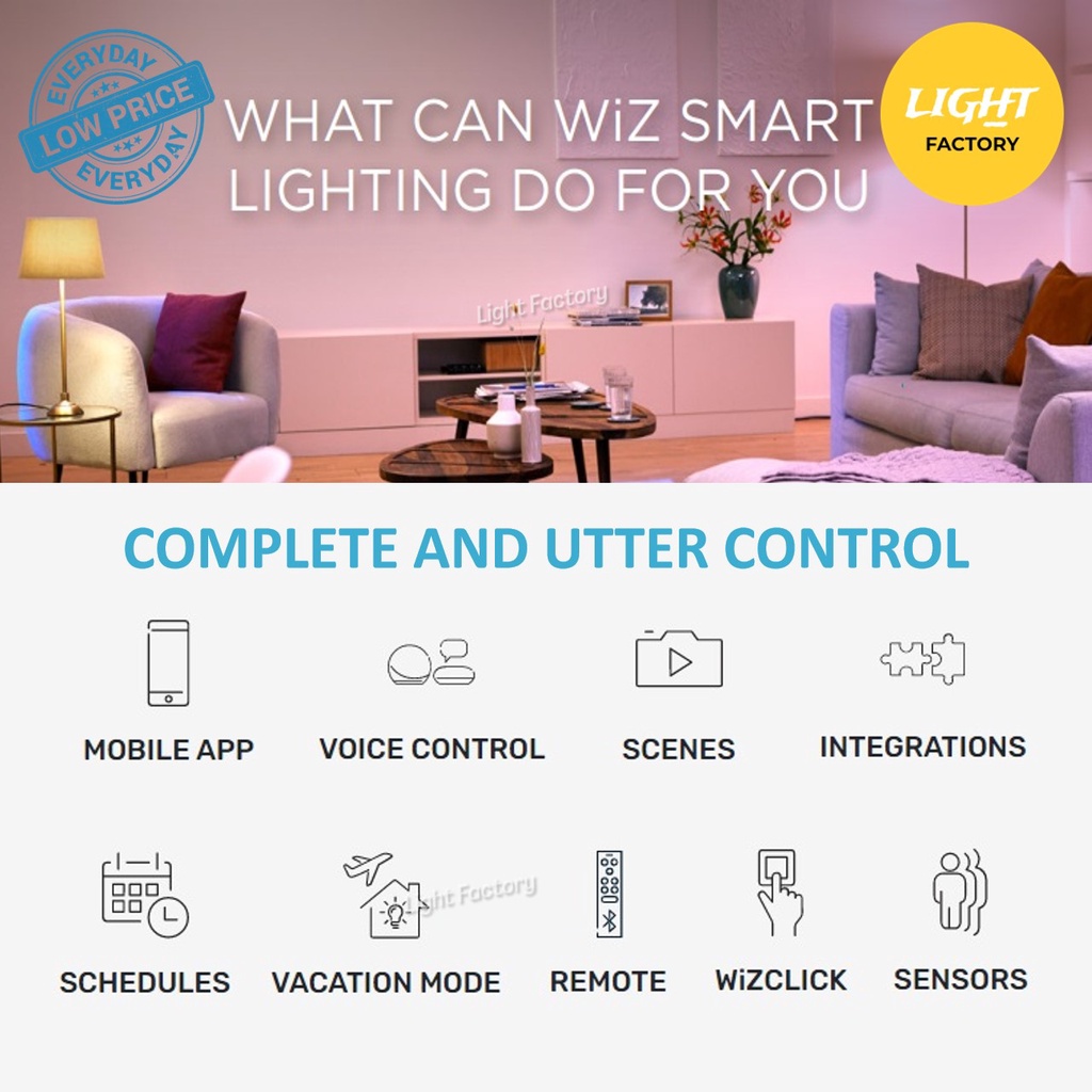 PHILIPS Wiz Tunable White | 3 Color Smart Bulb E27 E14 GU10 LED Bulb Downlight Ceiling Lamp Plug ...