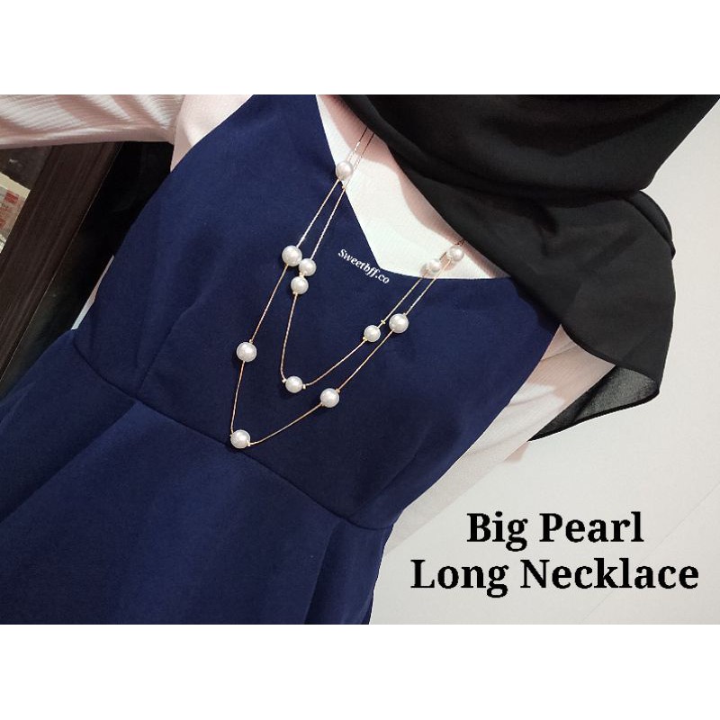 (NCK16) msfaisy.jewelry Rantai Labuh Big Pearl Double Layer Long Pearl ...