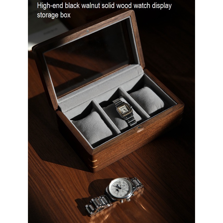 High-end Black Walnut Wooden Watch Box Collection Box Solid Wood ...