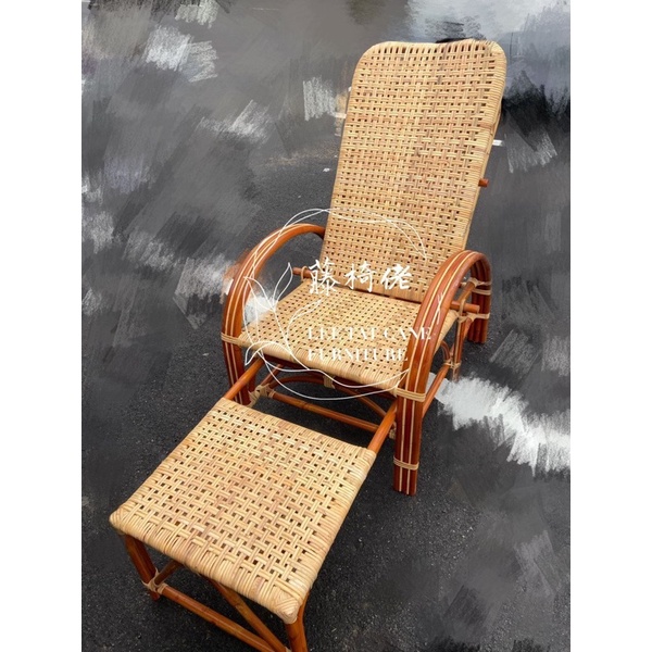 Rattan Chair with Leg Rest & Adjustable Back-rattan Dahan Kerusi Rotan ...