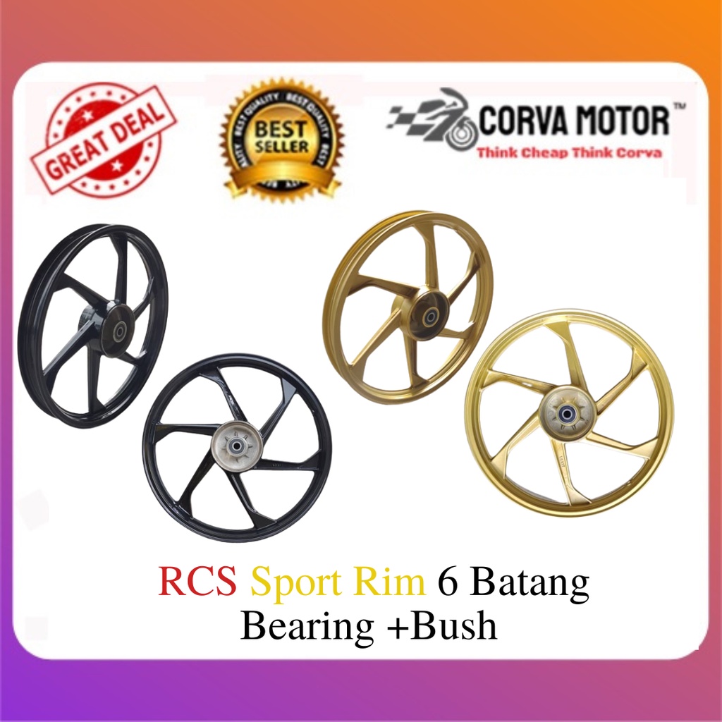 Corva Motor Sport Rim RCS 688 6 Batang Wave 100/Wave 125/EX5/LC 135 ...