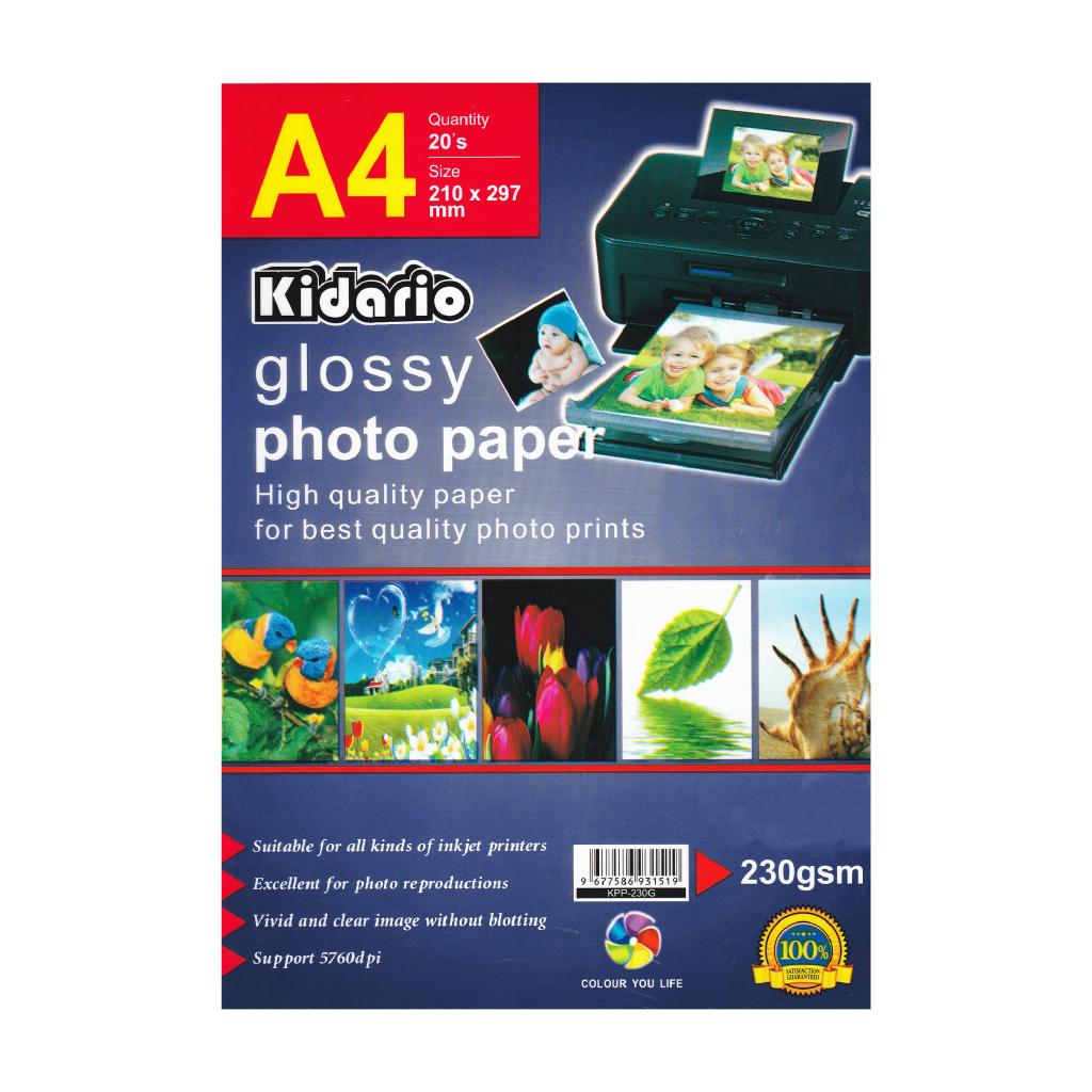 Kidario | Photo Paper | Glossy Photo Paper (230GSM / A4 / 20'S) | Shopee Malaysia