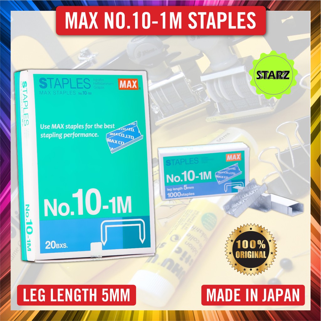 Max Staples No.10-1m (Stapler Bullet) - Original Small Box | Shopee ...