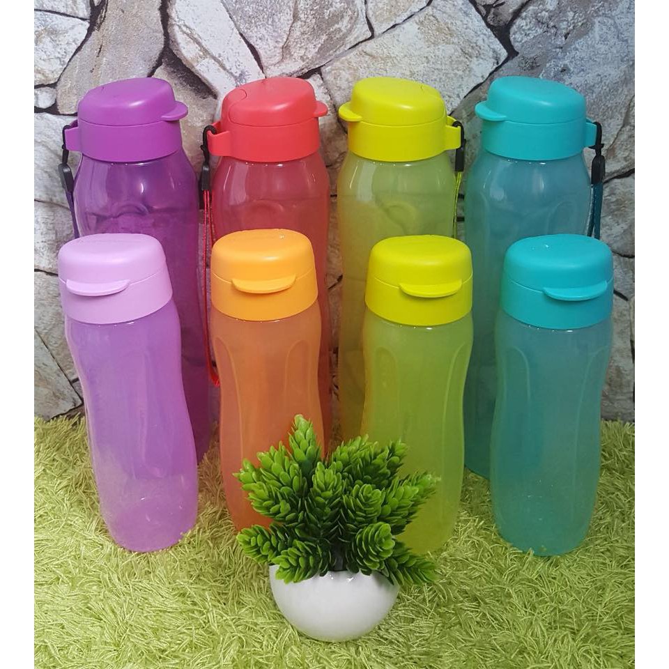 13 Jenis Tupperware Slim Eco Bottle Flip Top Cover with Strap 1L Botol ...