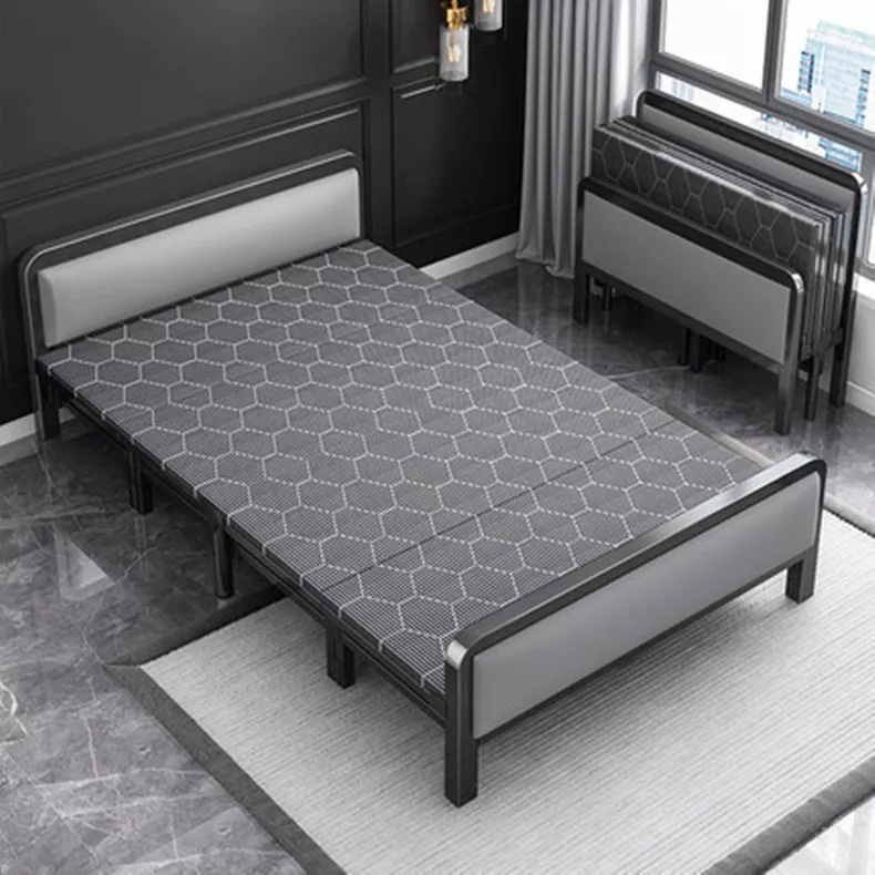 Foldable Bed Frame With Backrest Queen/Single Katil Lipat With Mattress ...